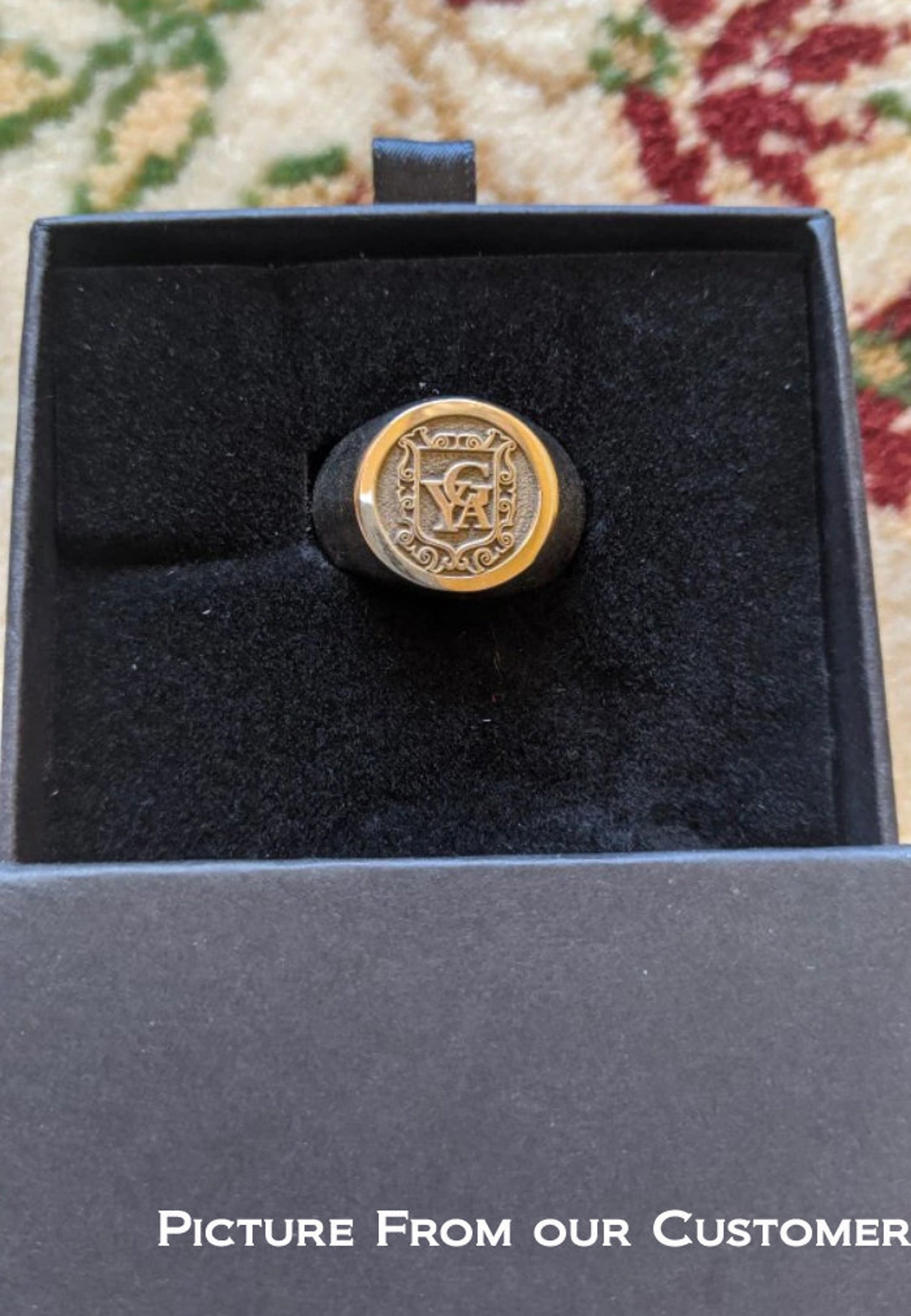 SOLID 925 Sterling Silver Custom 3D Engraving Logo Signet Ring ...