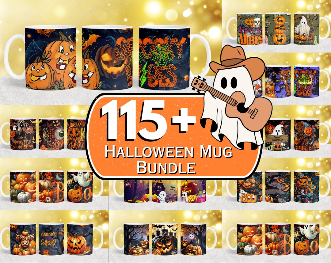 115 Halloween Mug Wrap Designs Bundle, 11oz & 15 Halloween Mug Designs ...