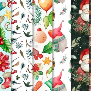 50 Christmas Watercolor Digital Paper, Christmas Theme Scrapbook Paper ...