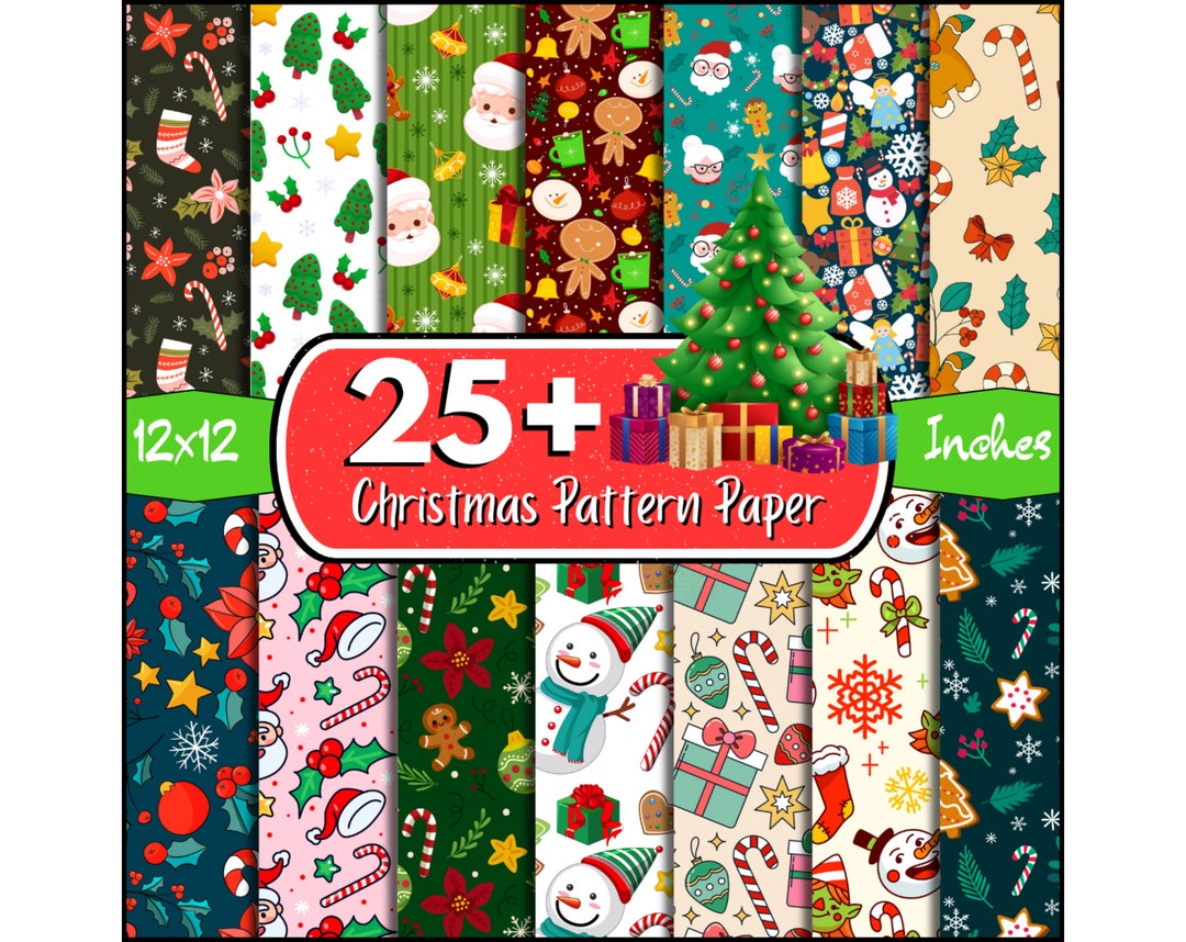 25 Christmas Pattern Digital Paper, Christmas Theme Background, Xmas ...