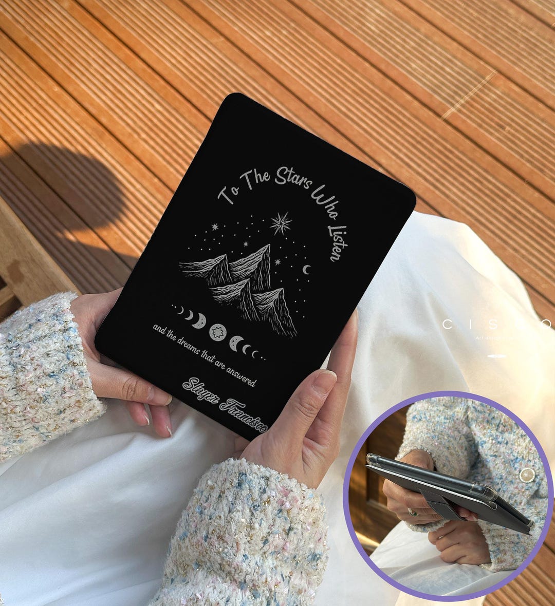 To the Stars Who Listen Kindle Case Black Celestial Mountains Design ...
