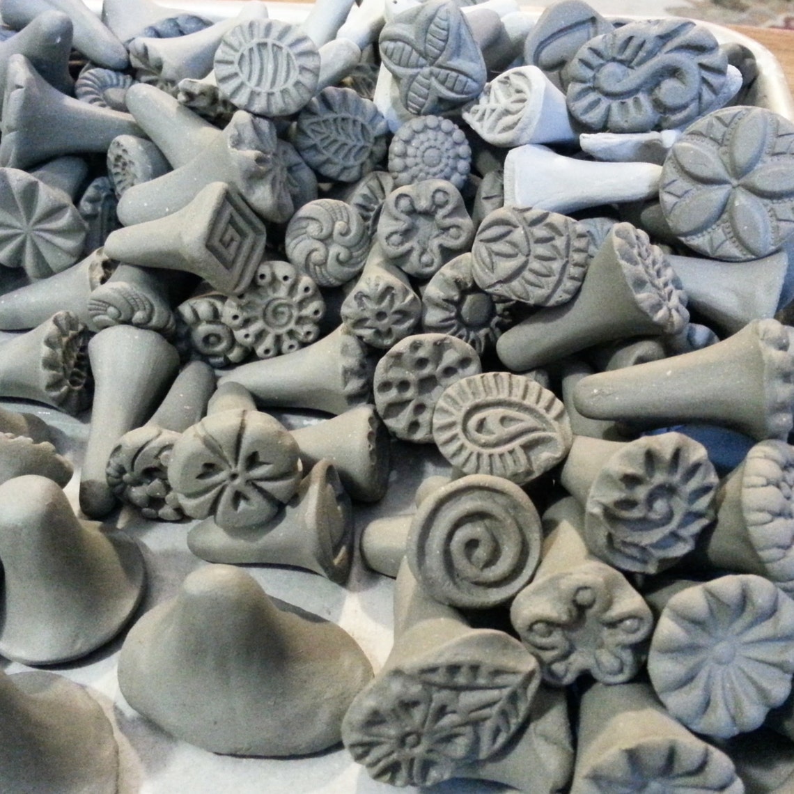 Five Handmade Clay Stamps – Pottery Texture Tools - Etsy