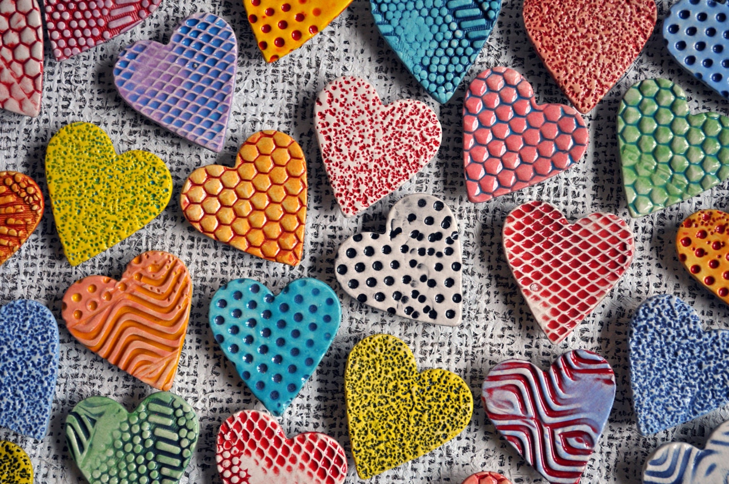 Colorful Hearts Ceramic Heart Magnets Valentine Magnets - Etsy