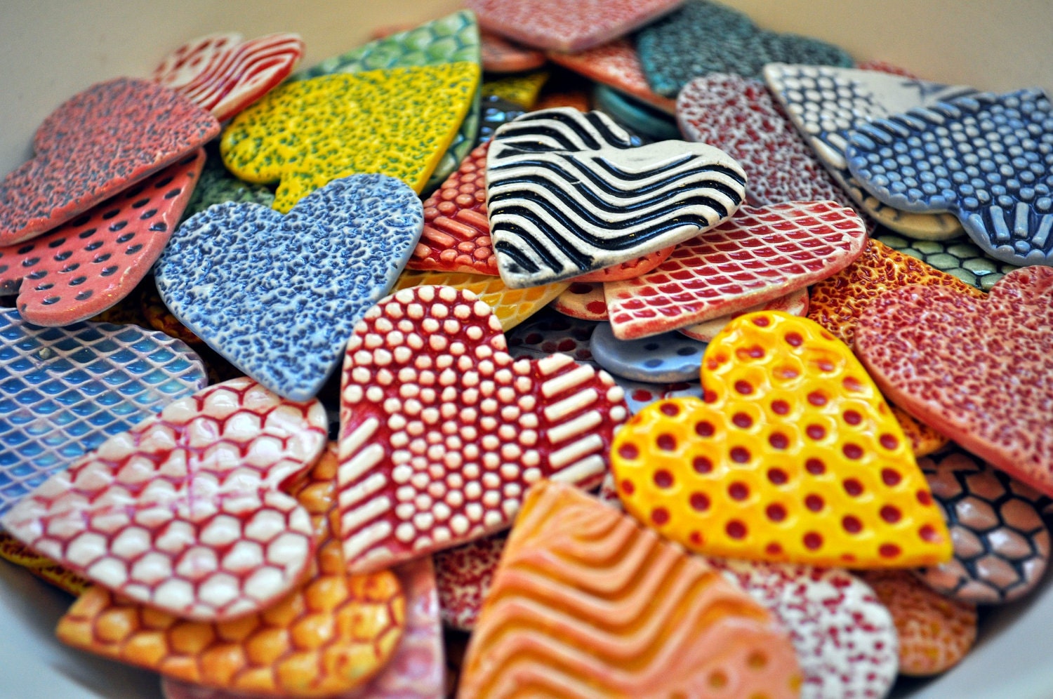 Colorful Hearts Ceramic Heart Magnets Valentine Magnets - Etsy