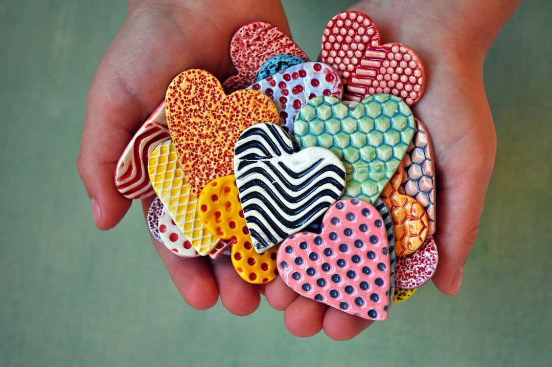 Colorful Hearts- Ceramic Heart Magnets- Valentine Magnets - Etsy