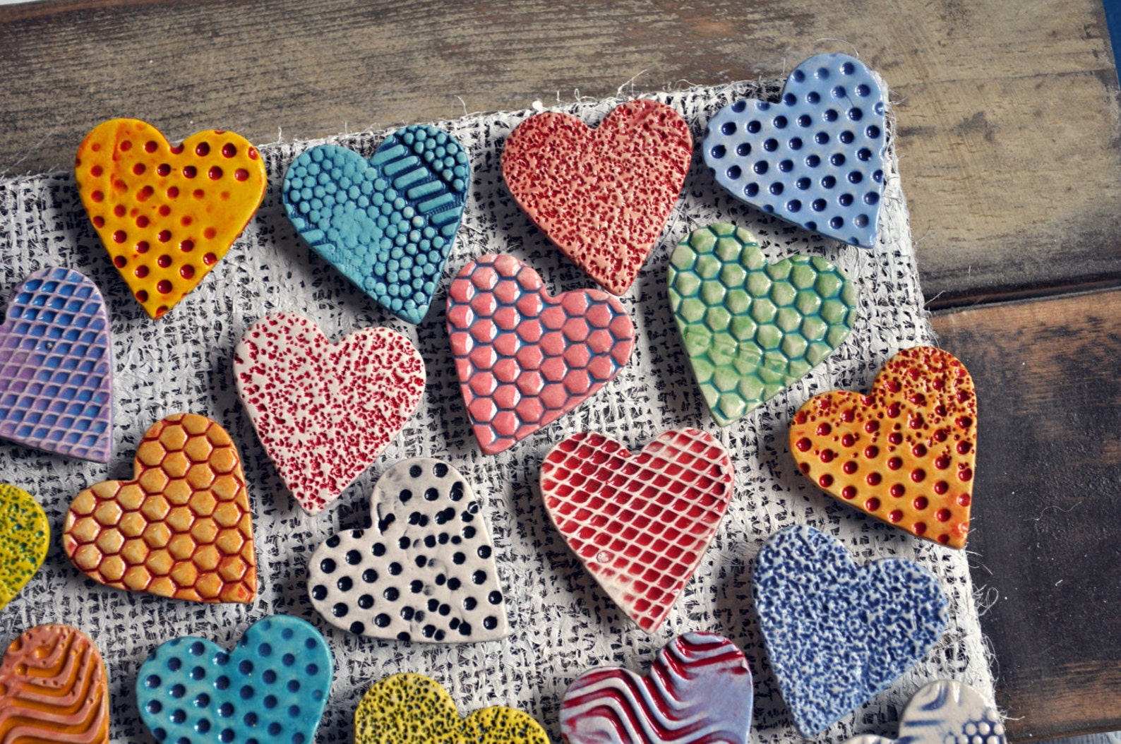 Colorful Hearts Ceramic Heart Magnets Valentine Magnets - Etsy