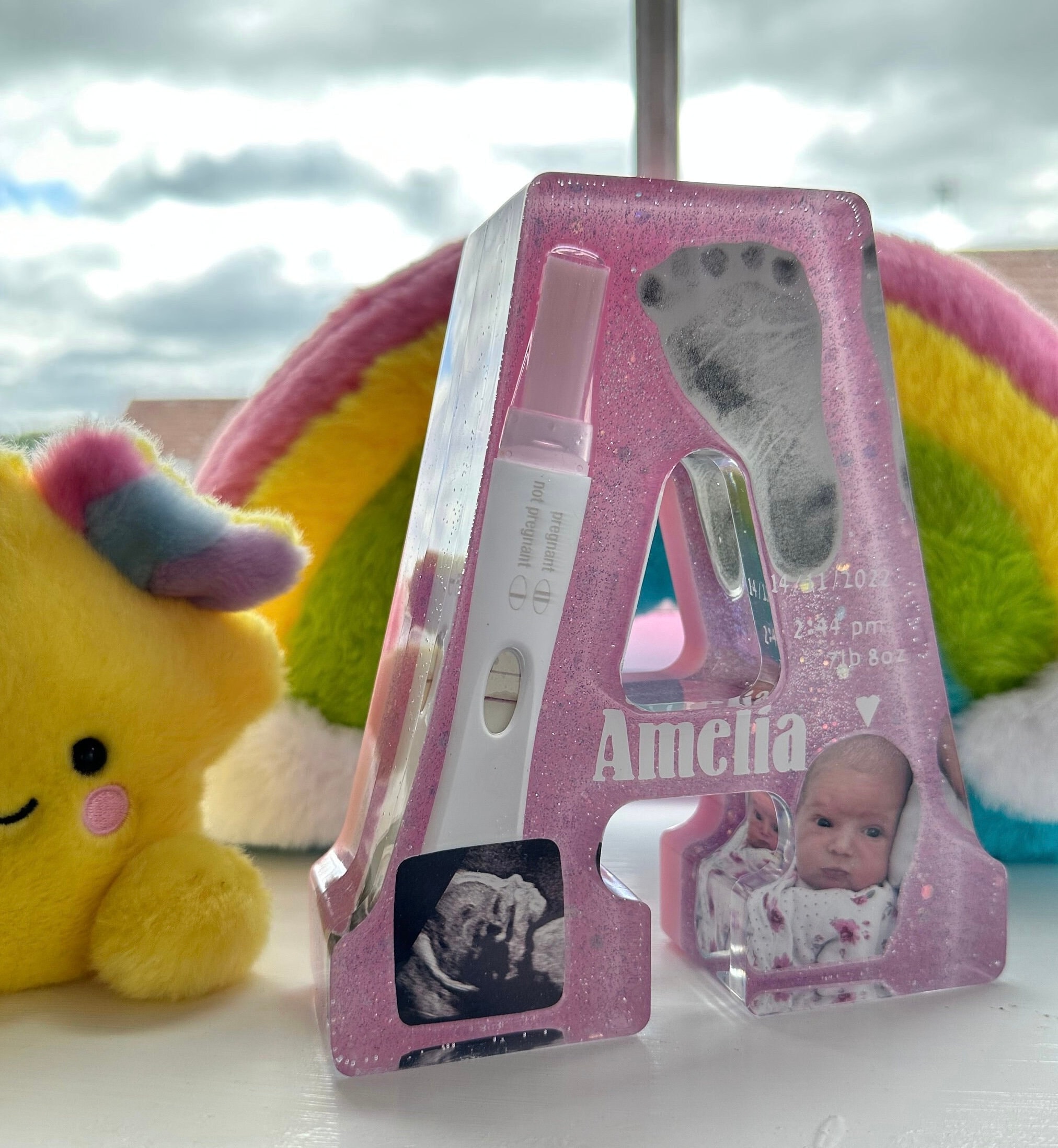 Baby Newborn Initial Letter Keepsake Resin | Personalised | Light up ...