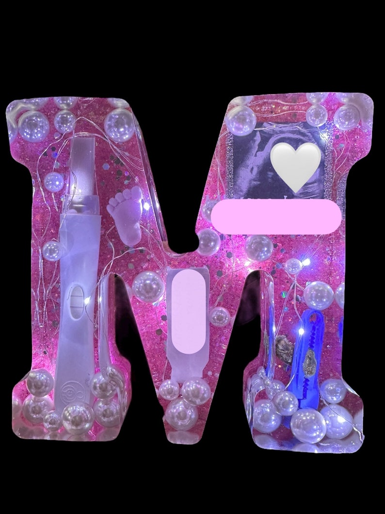 Baby Newborn Initial Letter Keepsake Resin Personalised Light up New ...