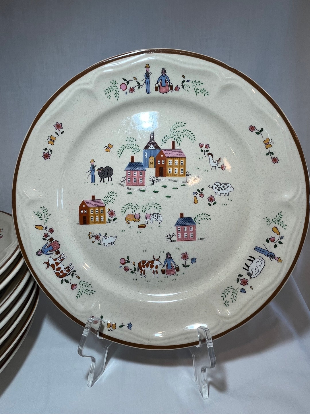 Beautiful OUR COUNTRY Stoneware Dishes by Newcor Dinner Plates, Salad ...