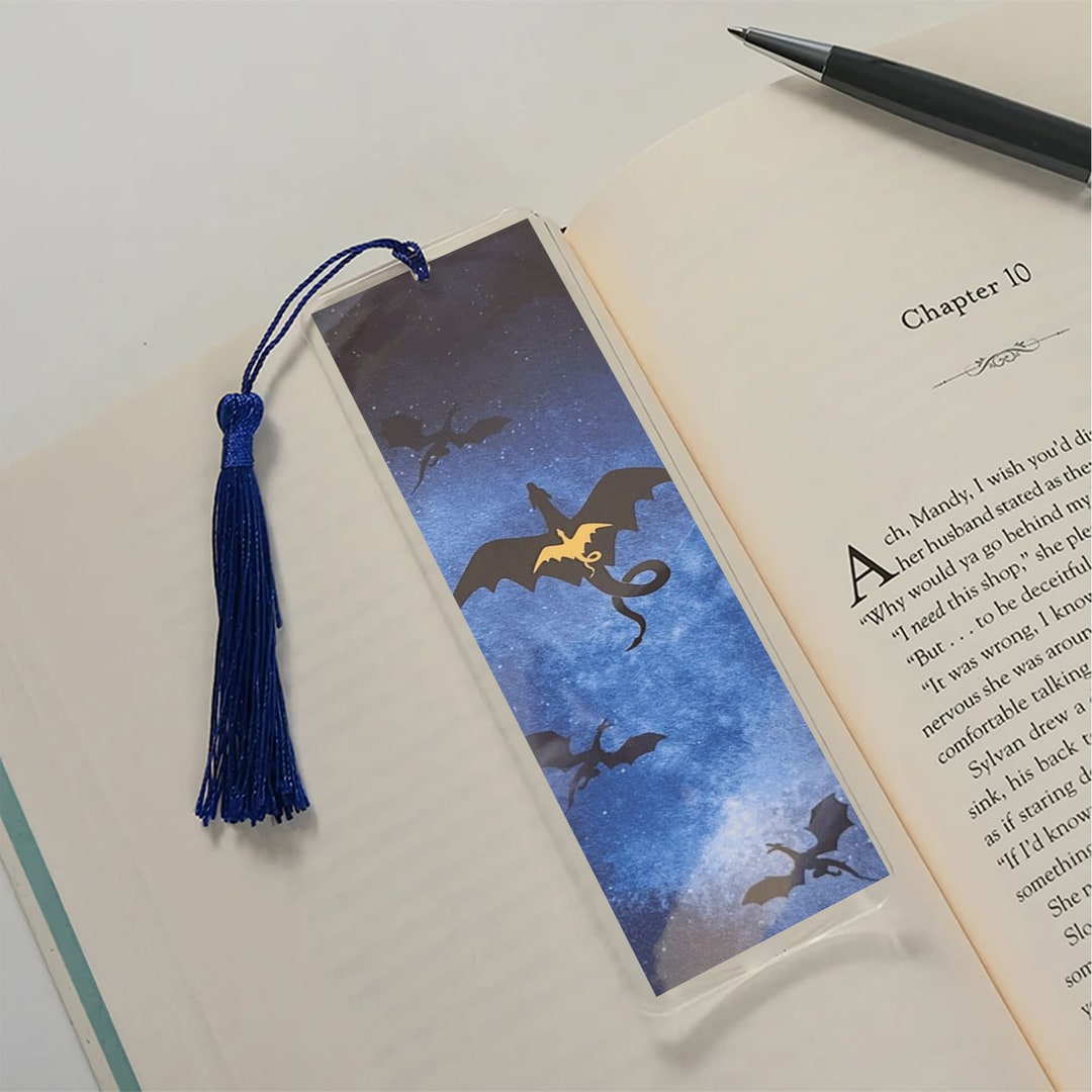 Fantasy Dragon Bookmark, Fourth Wing Acrylic Bookmark With Tassel, in My Fantasy Era, Wing ...