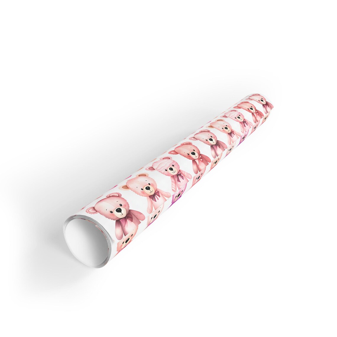 Watercolor Teddy Bear Wrapping Paper Roll, Cute Pink Bear Design ...