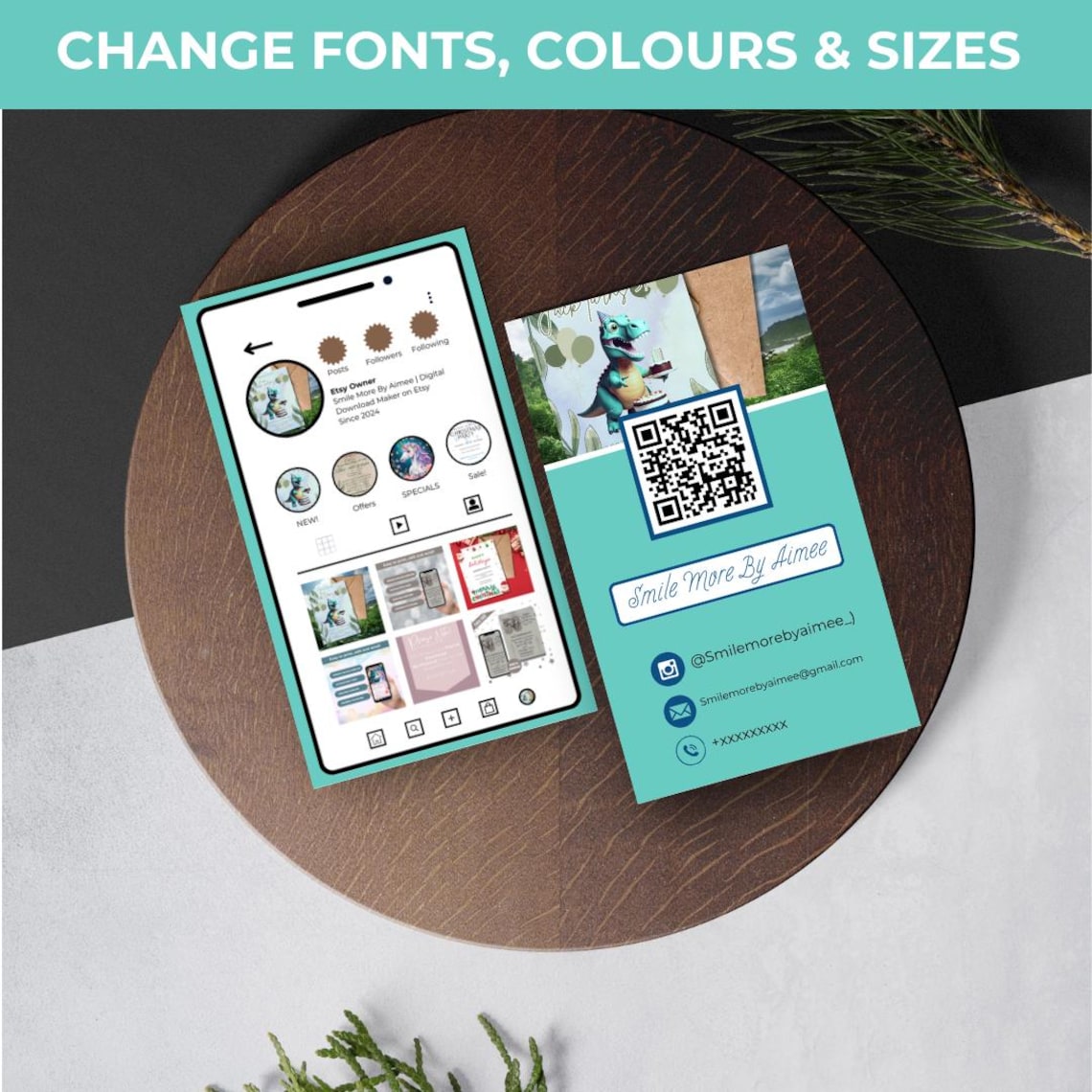 Digital Business Card Template, Ig Business Cards, Social Media ...