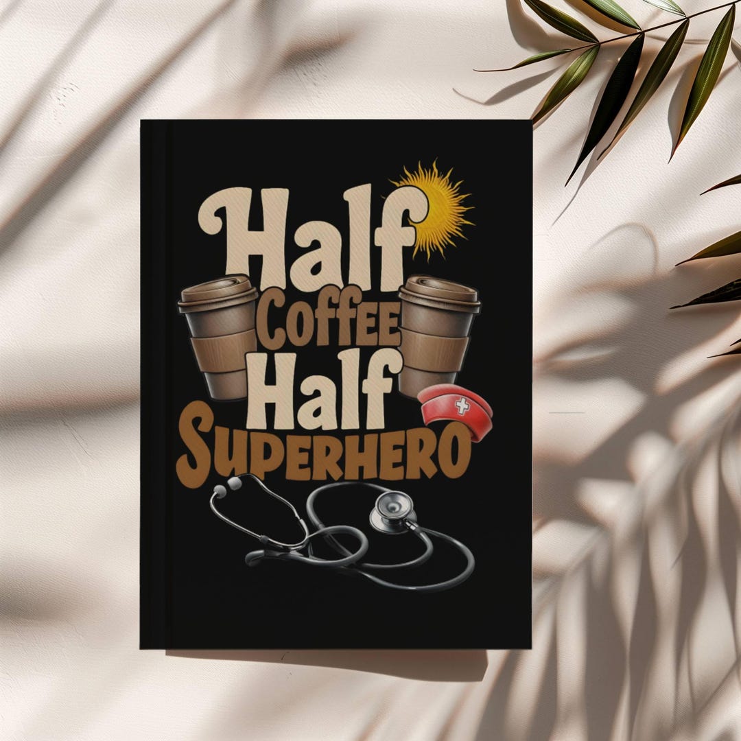 Half Coffee Half Superhero Journal for Nurses, Coffee Lover Notebook ...
