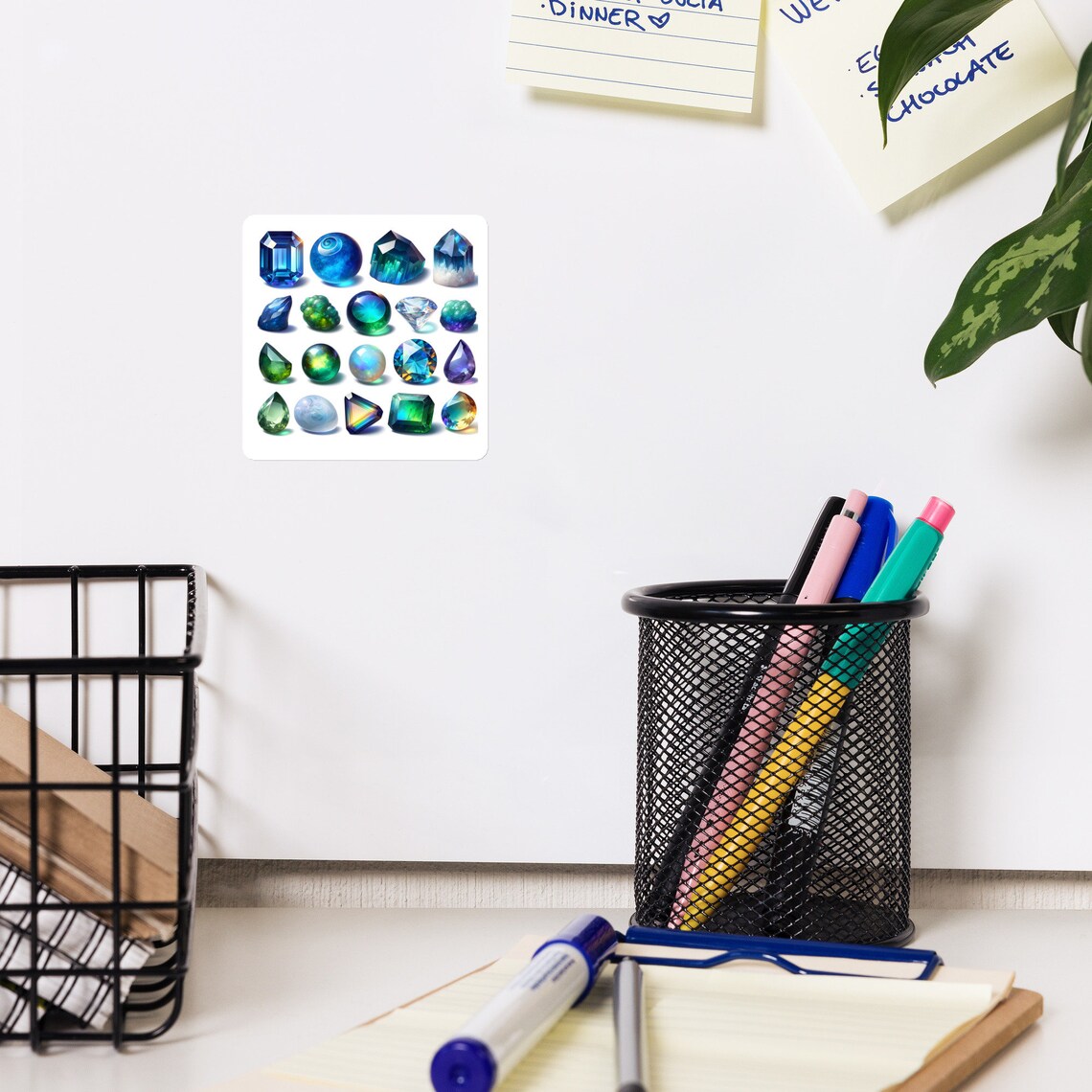 Mixed Crystal Fridge Magnet Modern Colorful Unique Vibrant Gems Decor ...