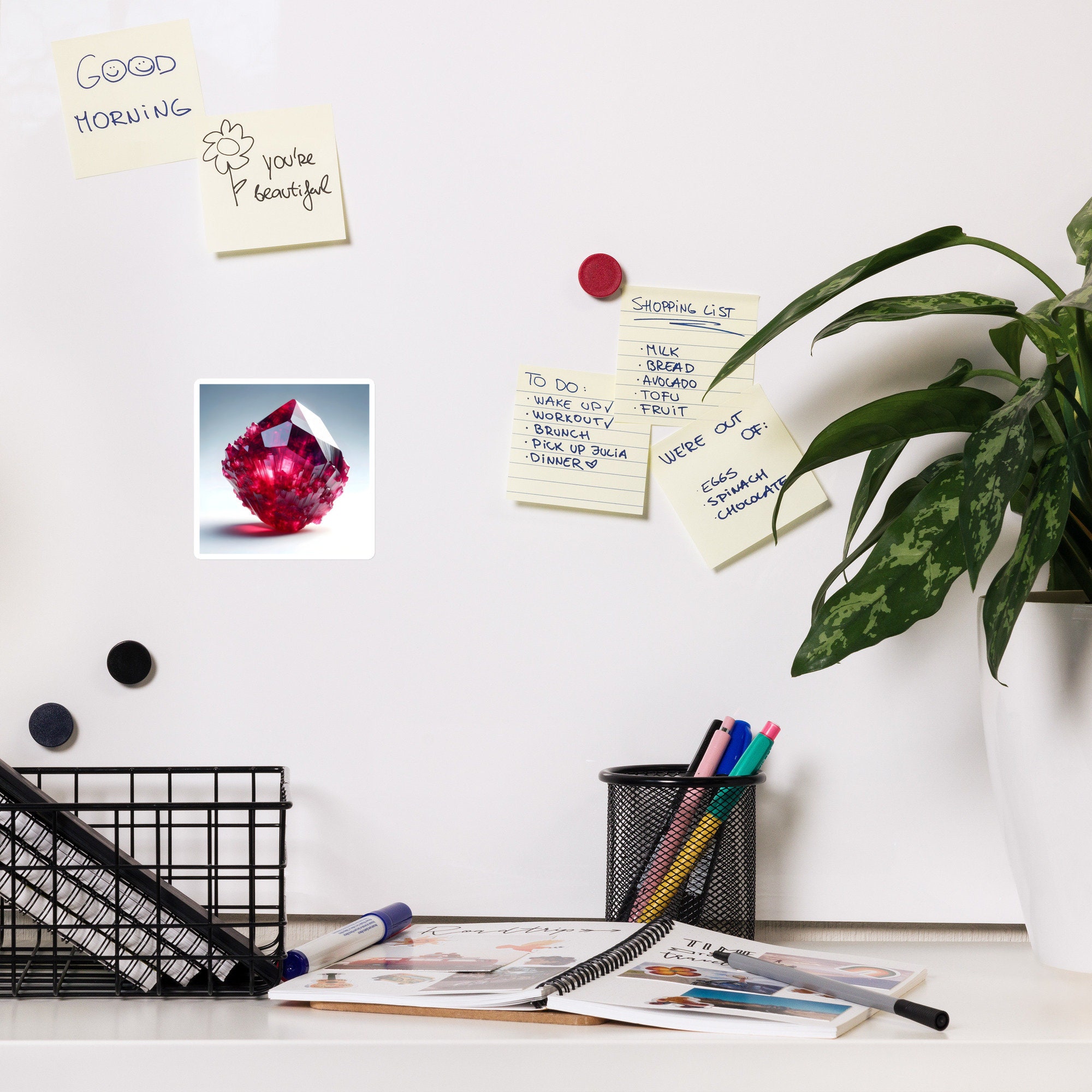 Ruby Crystal Fridge Magnet Modern Colorful Unique Vibrant Gems Decor ...