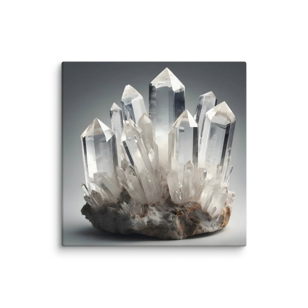 Crystals on CANVAS Digital Painting. Slender Quartz Crystals, Luminous ...