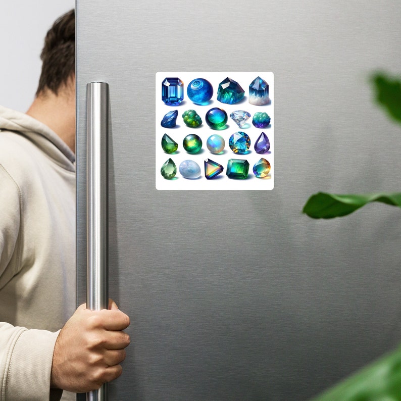 Mixed Crystal Fridge Magnet Modern Colorful Unique Vibrant Gems Decor ...