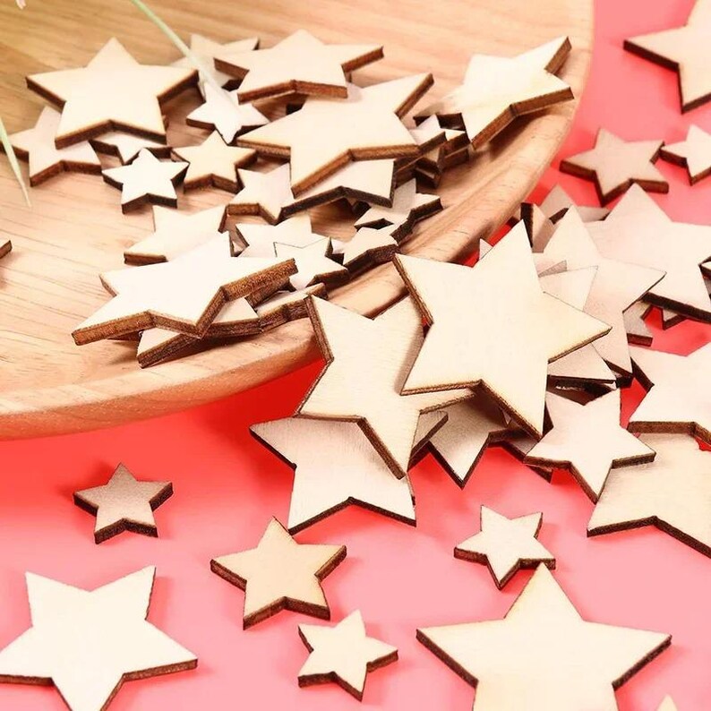 Mini Wooden Star Slices | Blank Wood Stars for Christmas Crafts, DIY ...