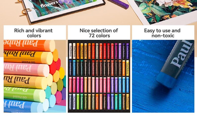 Soft Oil Pastels | 72 Colors | Non-toxic Oil Pastels for Artists | High ...