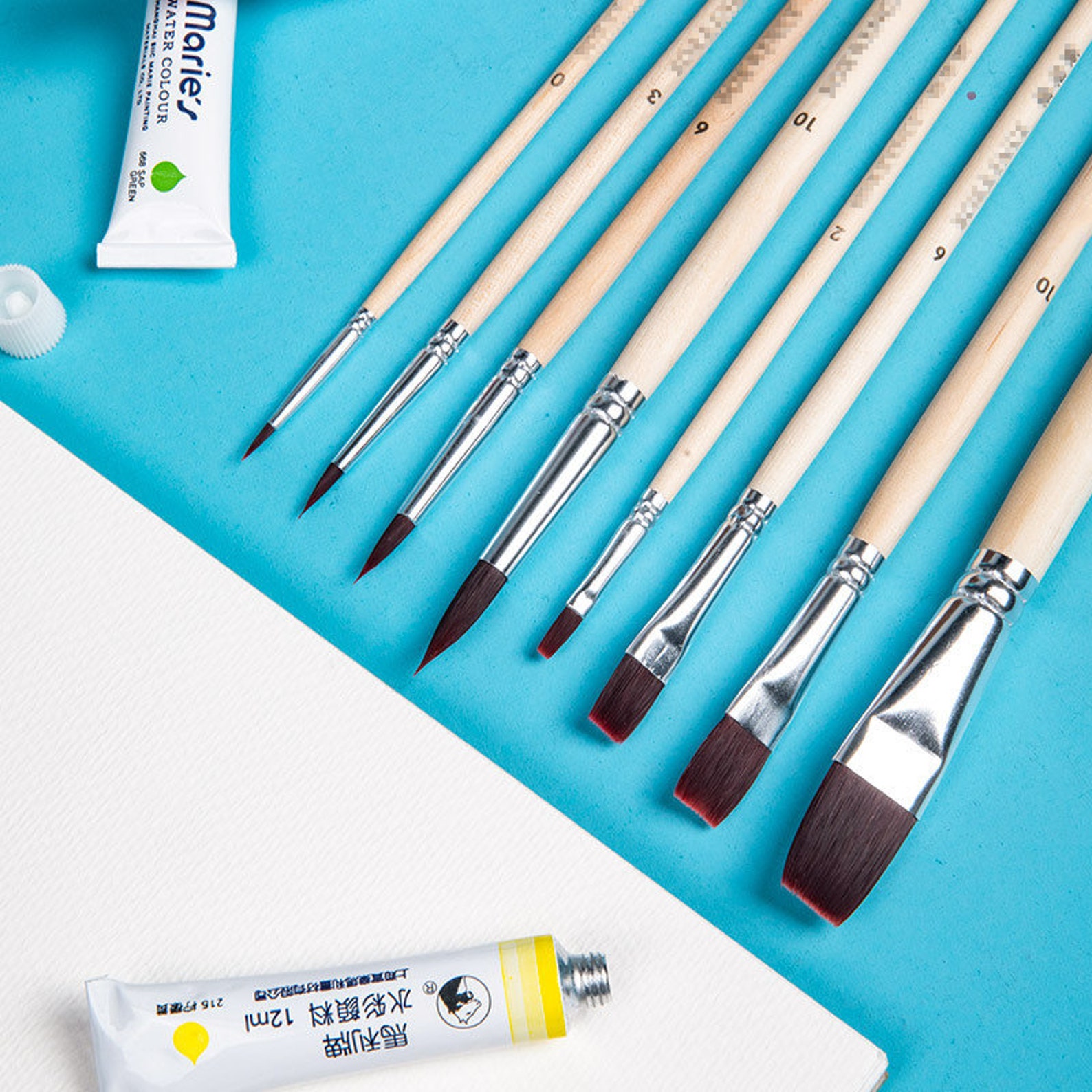 Set of 8 Paintbrushes | Art Brushes for Gouache, Watercolor & Acrylic ...