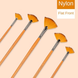 5-pcs Fan Shape Nylon Hair Brush Set | Wood Handles | 28.2cm to 31cm ...