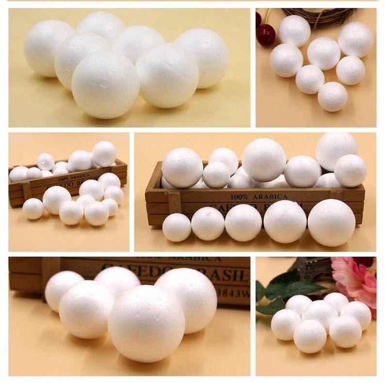 20-pcs Polystyrene Styrofoam Balls | White Foam Balls for Christmas ...