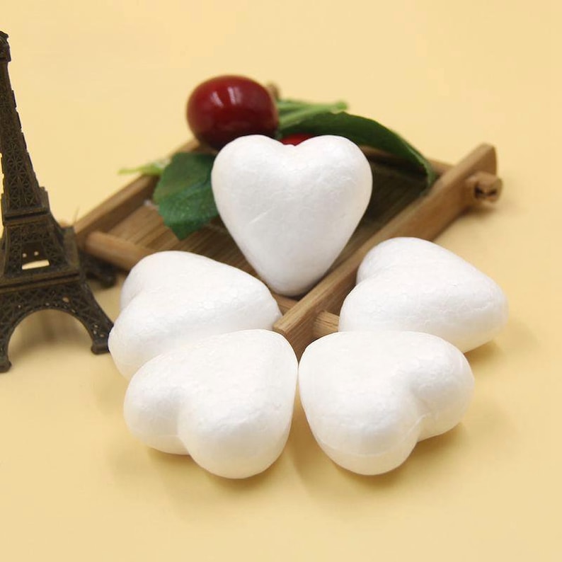 50 Pcs White Styrofoam Heart | Polystyrene Hearts for DIY Christmas ...