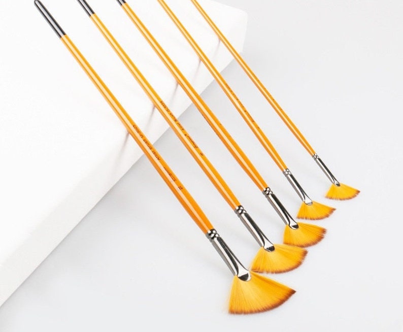 5-pcs Fan Shape Nylon Hair Brush Set | Wood Handles | 28.2cm to 31cm ...