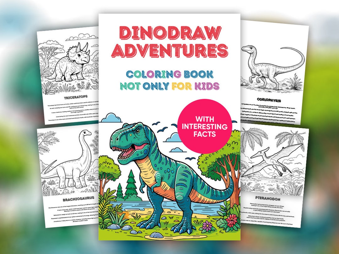 Dinodraw Adventures: Coloring Book Not Only for Kids With Interesting Facts - Etsy