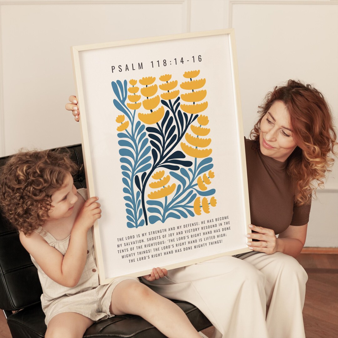 Psalm 118:14-16 Bible Verse Poster Encouraging Christian Wall Art ...