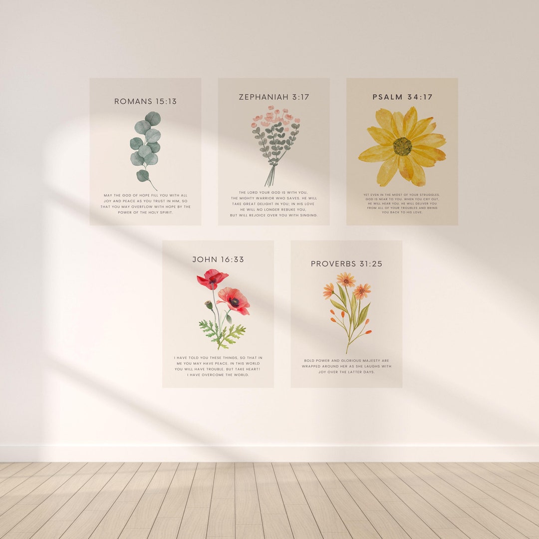 Bible Verse Wall Art Bundle Scripture Art Prints, Christian Home Decor ...