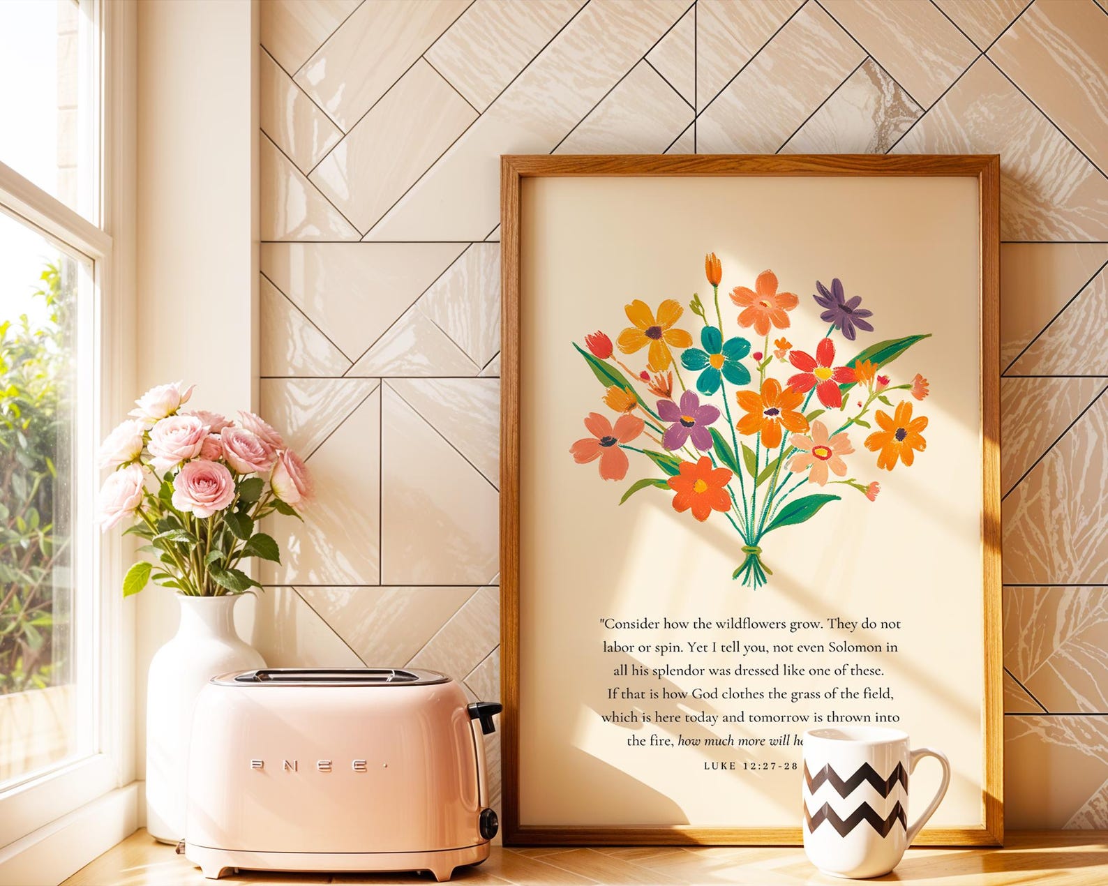 Christian Wall Art, Floral Colored Pencil Christian Home Decor, Bible ...
