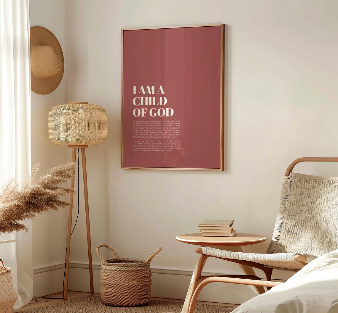 Bible Verse Wall Art, Christian Home Decor, 1 John 3:1 I Am a Child of ...