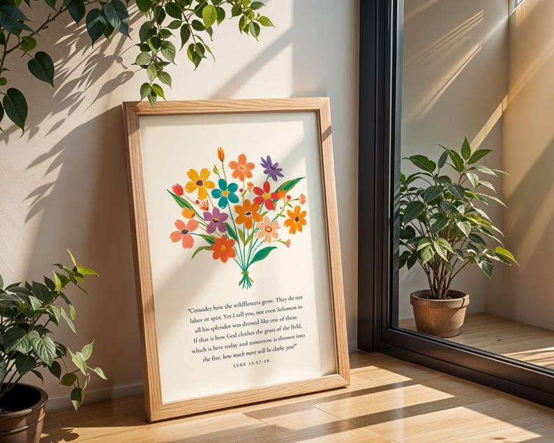 Christian Wall Art, Floral Colored Pencil Christian Home Decor, Bible ...