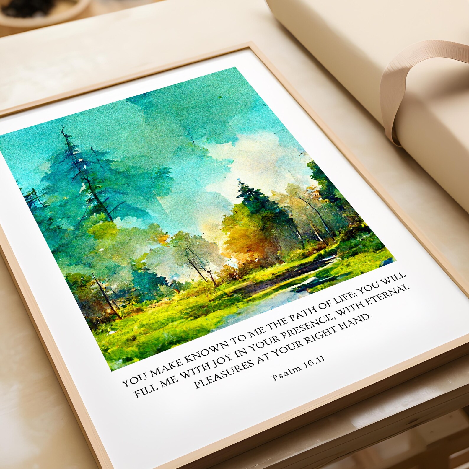 Bible Verse Wall Art Set, Christian Home Decor, Nature Watercolor ...