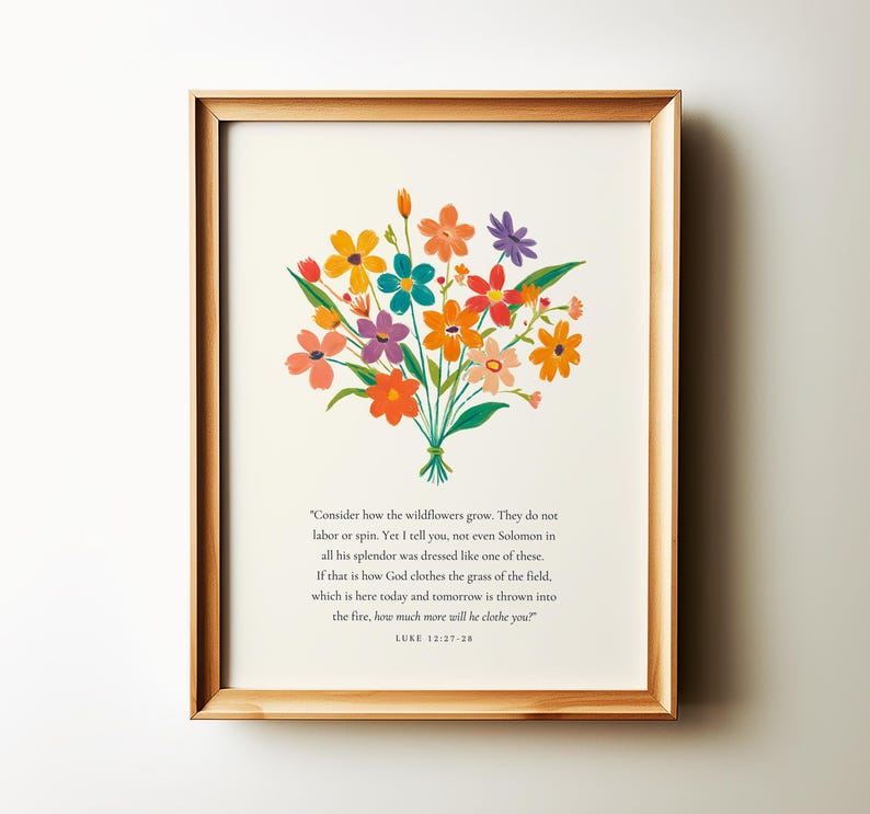 Christian Wall Art, Floral Colored Pencil Christian Home Decor, Bible ...