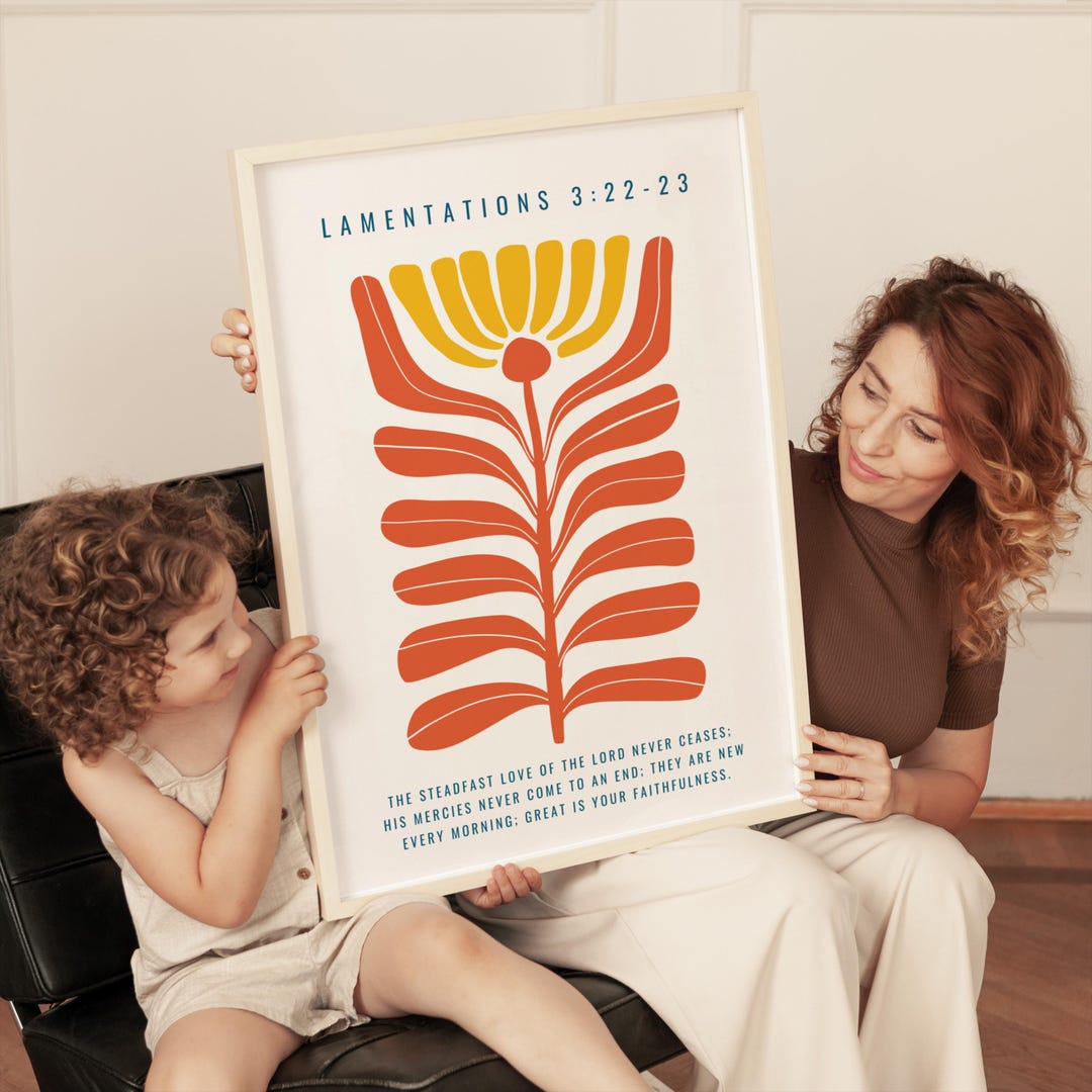 Lamentations 3:22-23 Bible Verse Poster Encouraging Christian Wall Art ...