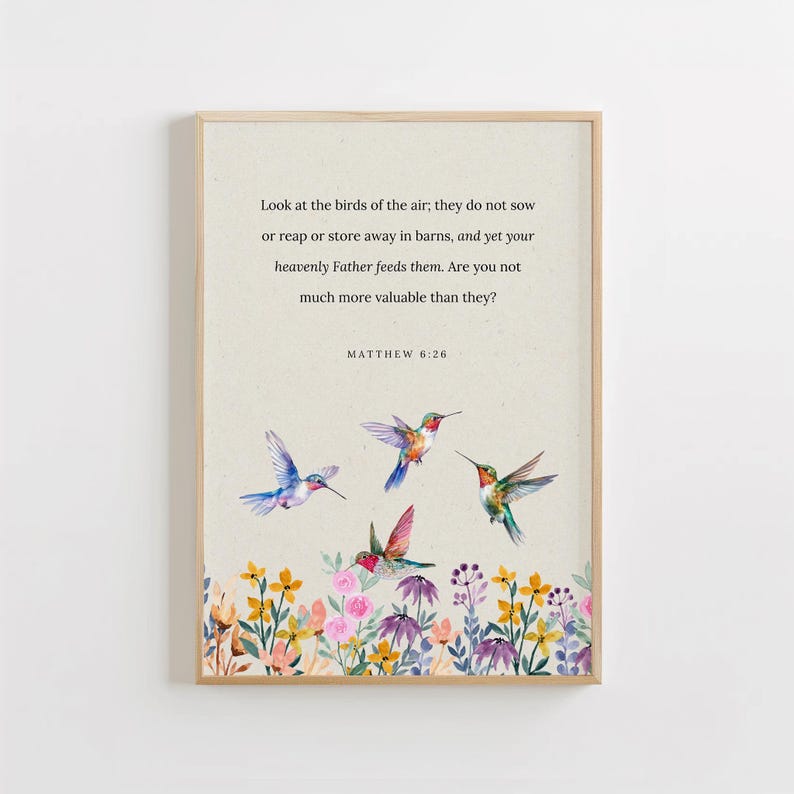 Hummingbird Christian Wall Art, Christian Home Decor, Minimalist Bible ...