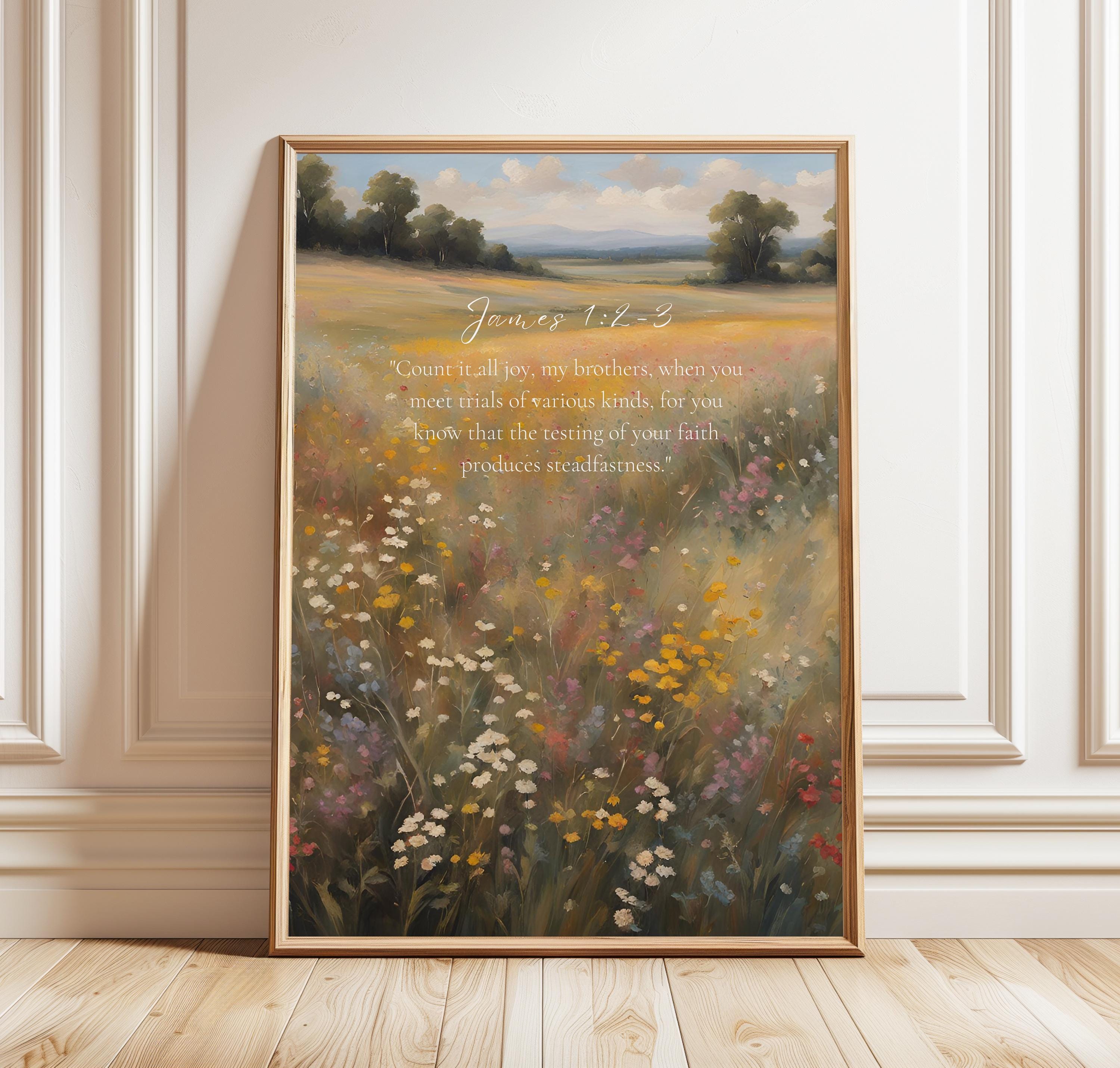 Consider It Pure Joy James 1:2-3 Christian Wall Art, Floral Christian ...