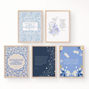 Christian Bible Verse Wall Art in Blue Gallery Set, Home Office, Dorm ...