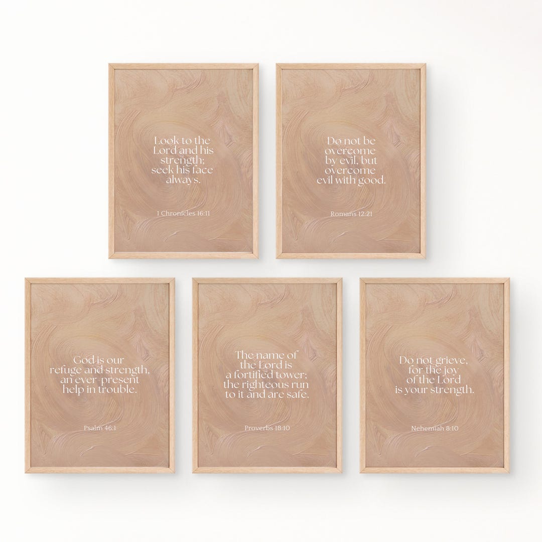 Bible Verse Wall Art Bundle in Brown, Scripture Art Printable ...