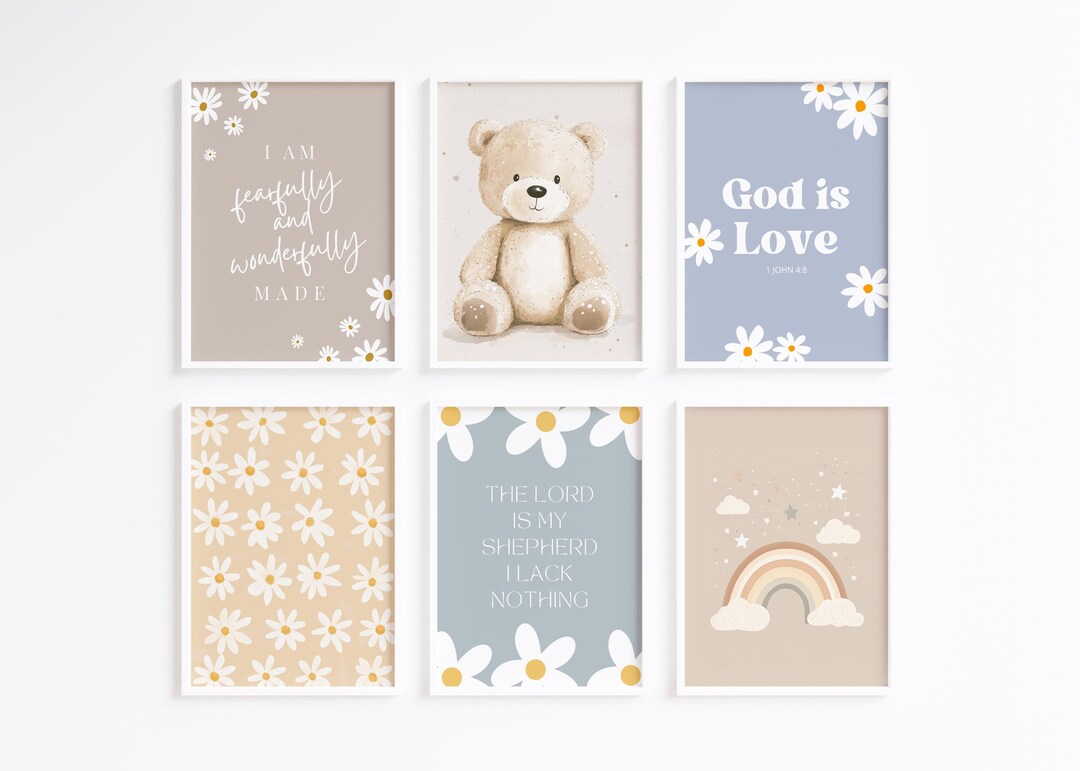 Boho Christian Wall Art Set of 6, Cute Room Decor for Girls ...