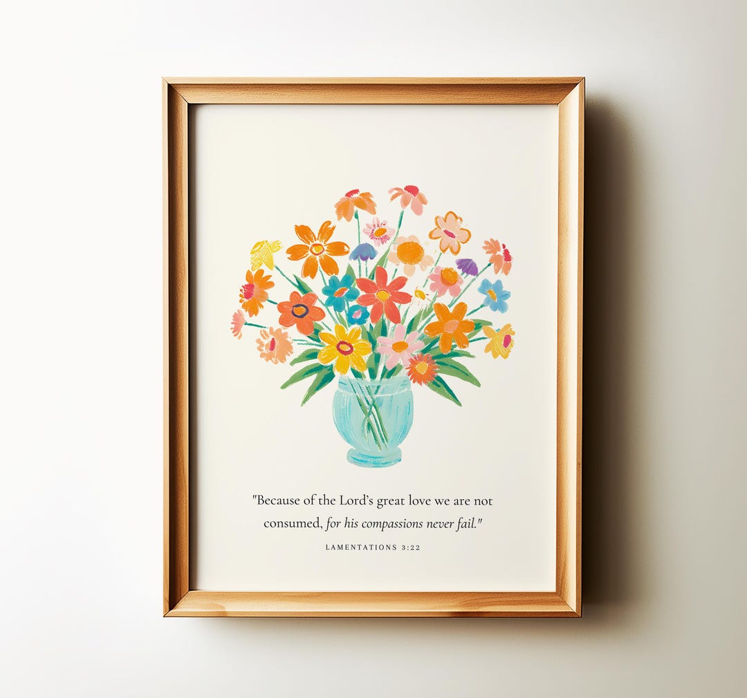 Christian Wall Art, Pastel Floral Christian Home Decor, His Compassion ...