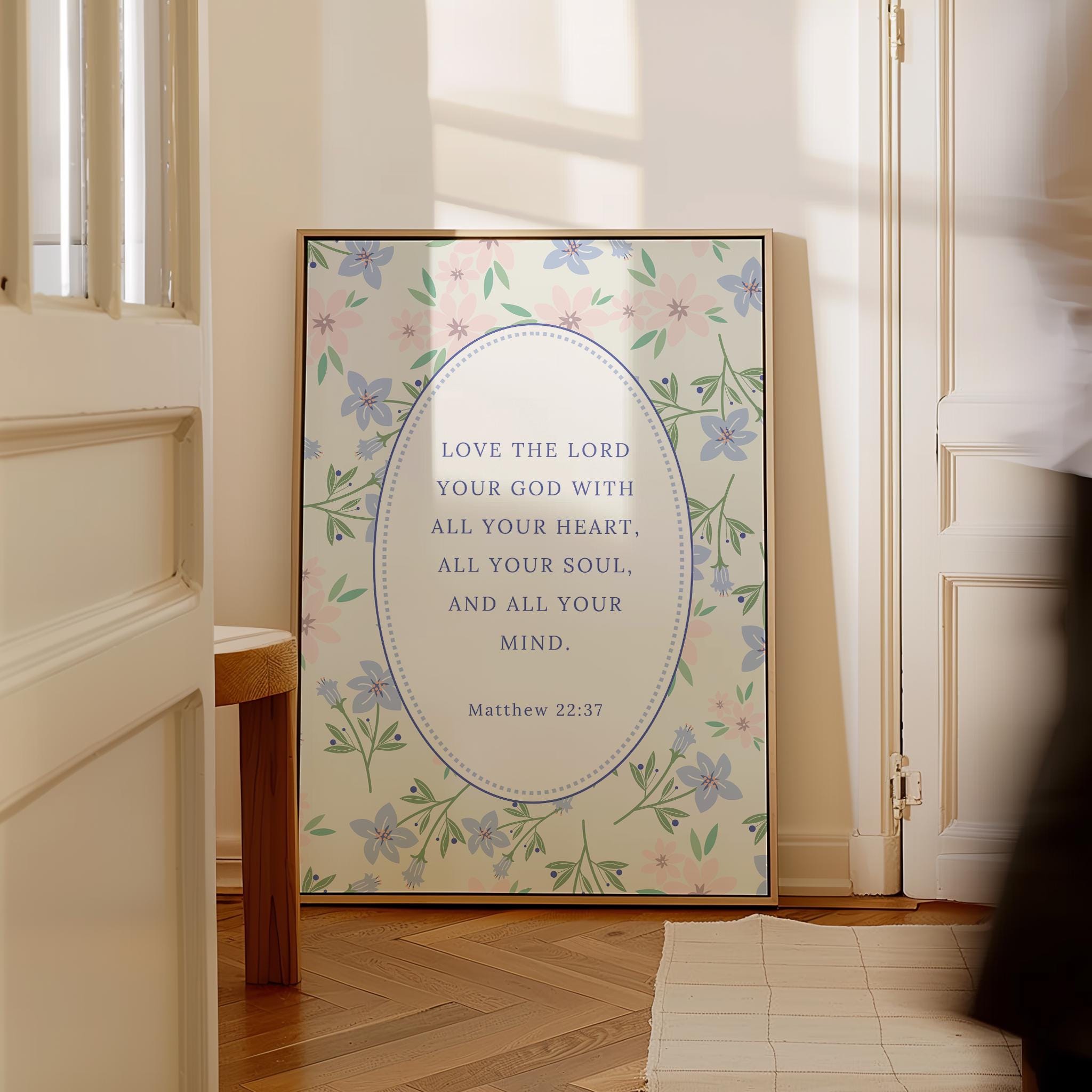 Bible Verse Print, Cottagecore Floral Christian Home Decor, Love the ...