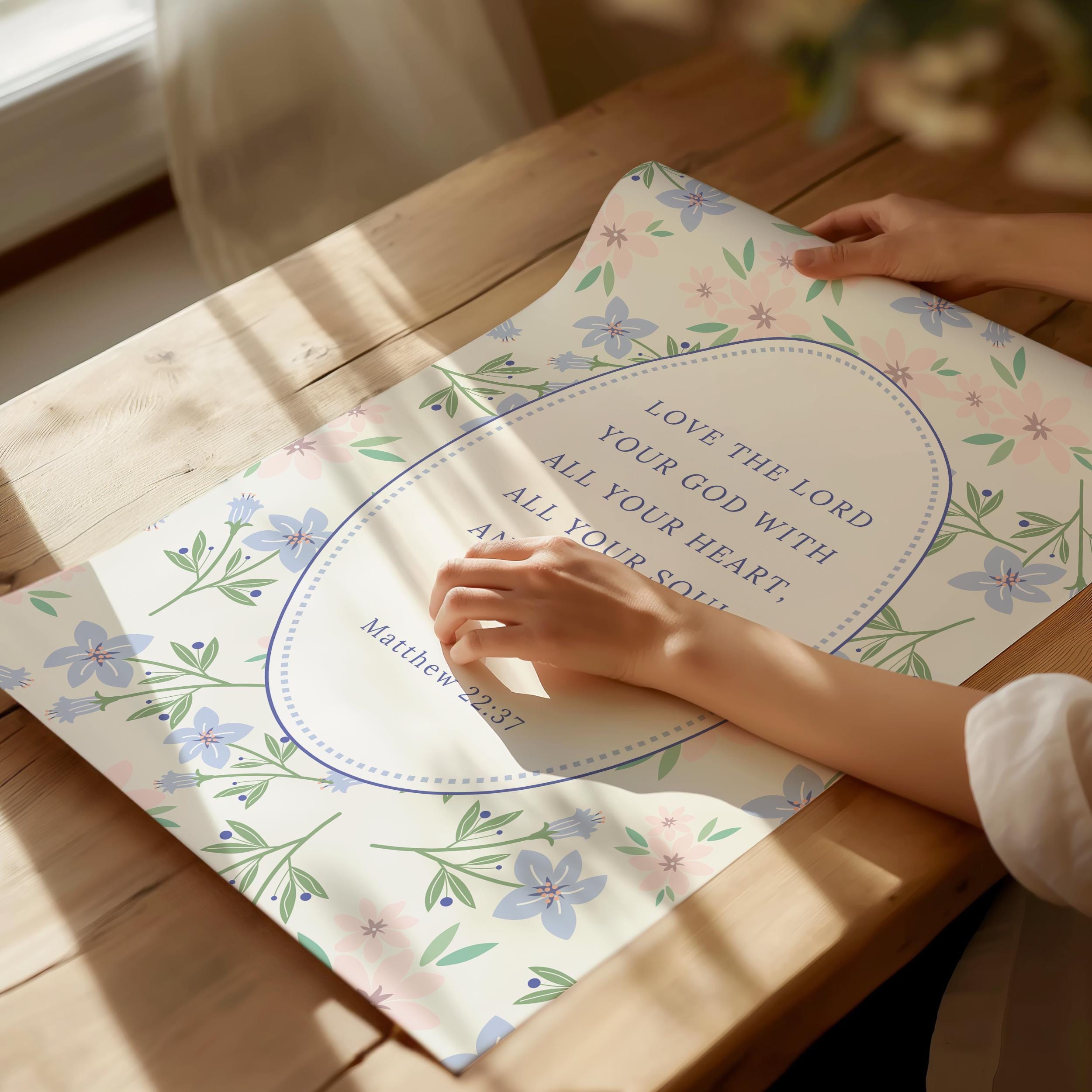 Bible Verse Print, Cottagecore Floral Christian Home Decor, Love the ...