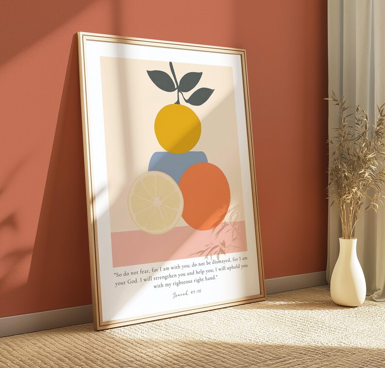 Bible Verse Wall Art, Boho Minimalist Christian Home Decor, Isaiah 41: ...