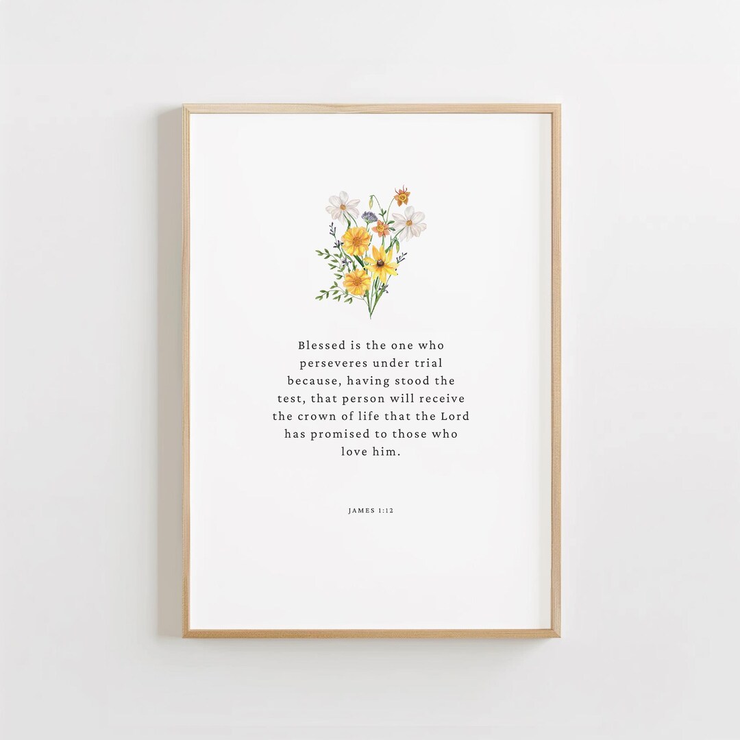 Blessed is the One Who Perseveres Under Trial Scripture Wall Art, James ...