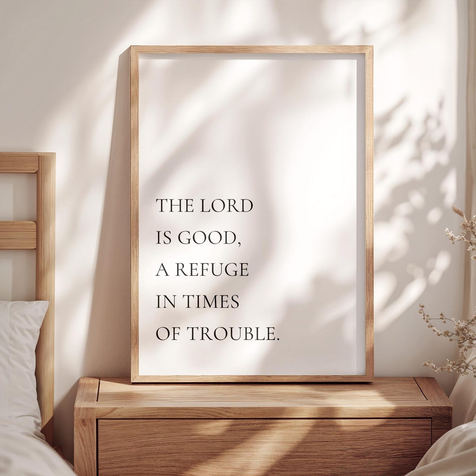 Bible Verse Wall Art, Minimalist Christian Home Decor, Nahum 1:7 the ...