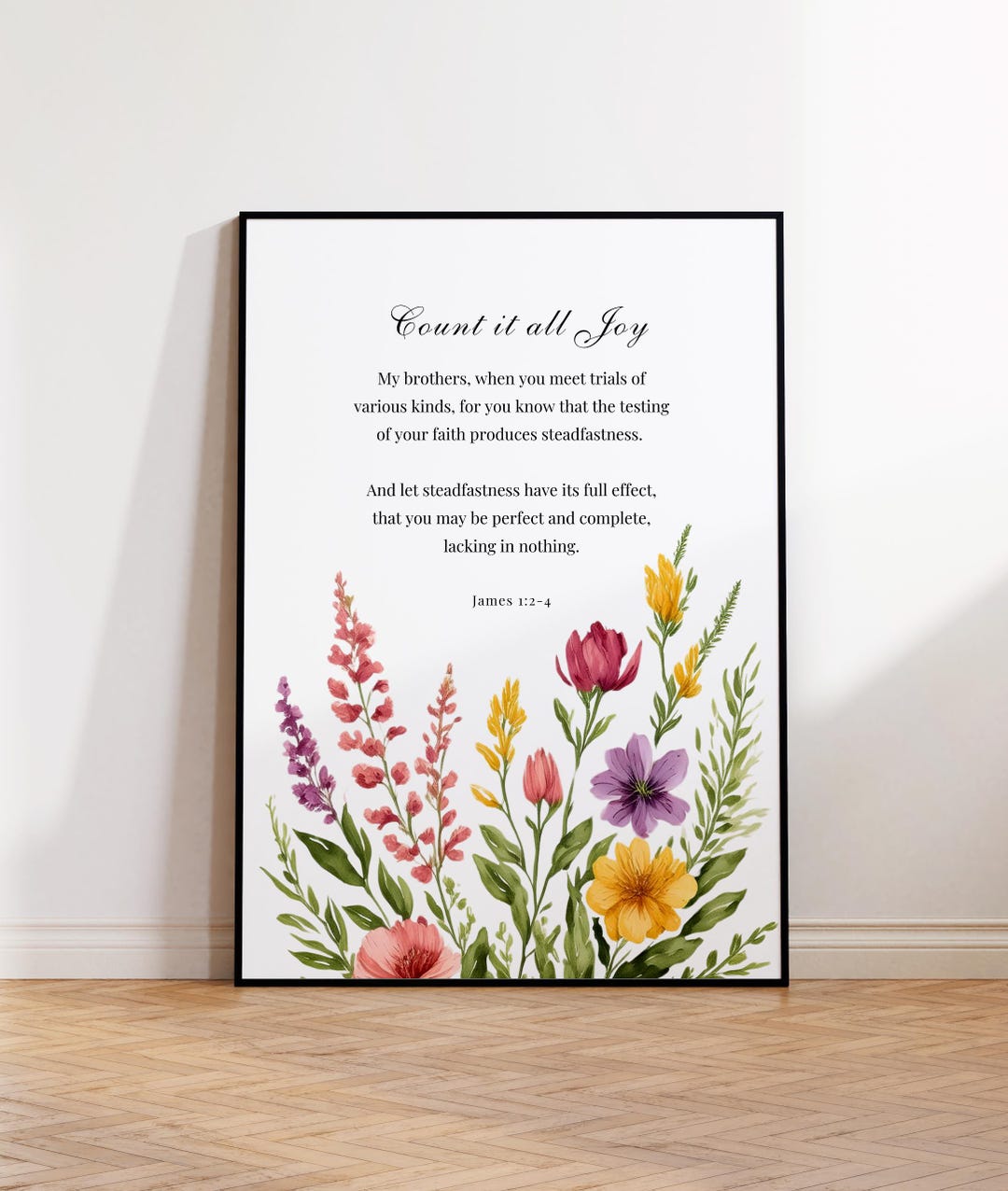 James 1:2-4 Bible Verse Poster, Encouraging Christian Wall Art ...