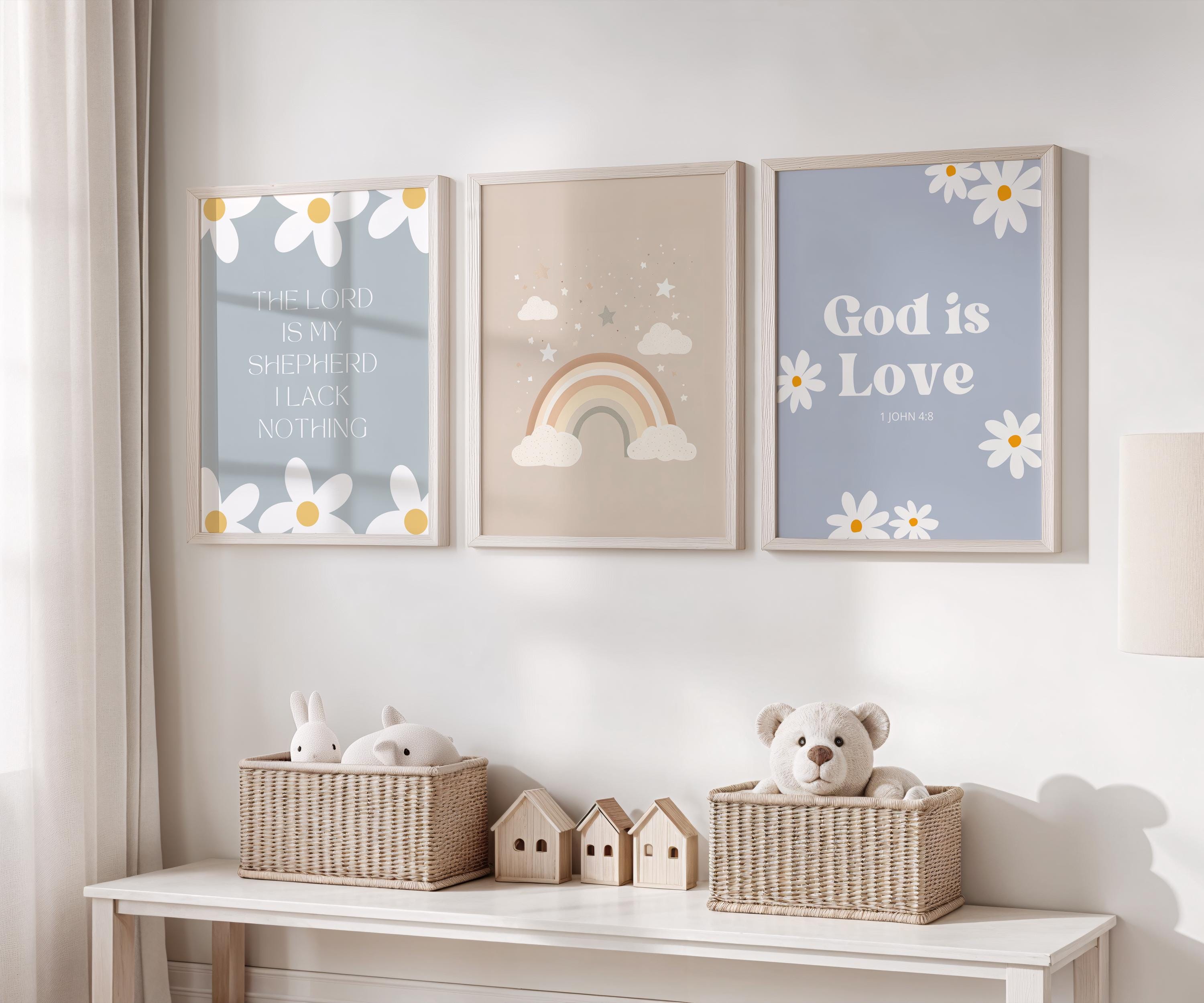 Boho Christian Wall Art Set of 6, Cute Room Decor for Girls ...